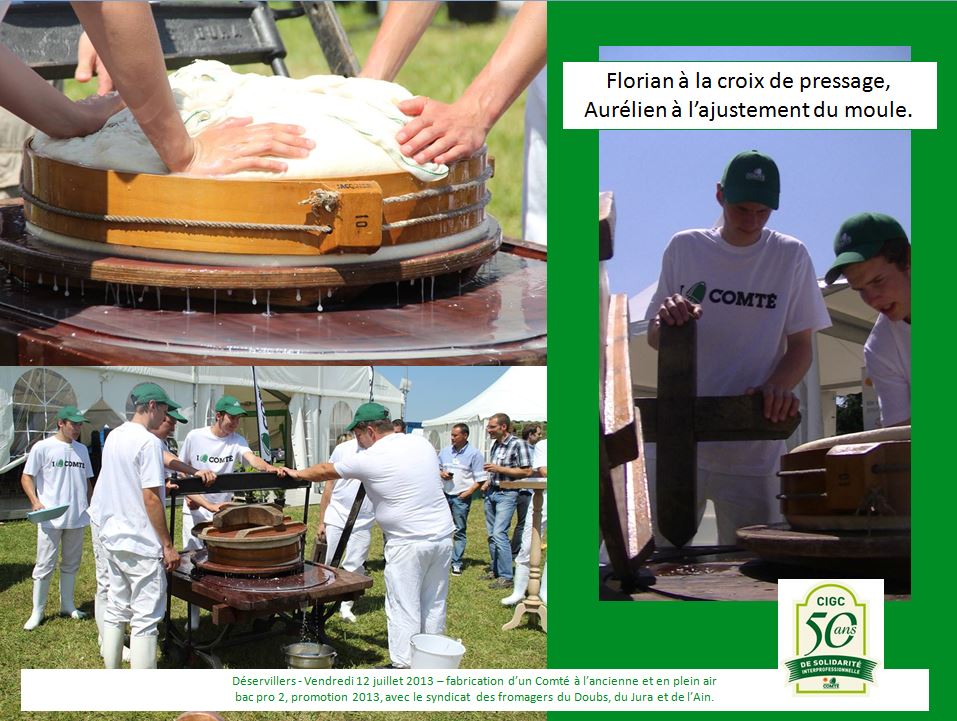 Démonstration de fabrication de Comté à l'ancienne par les élèves de l ...